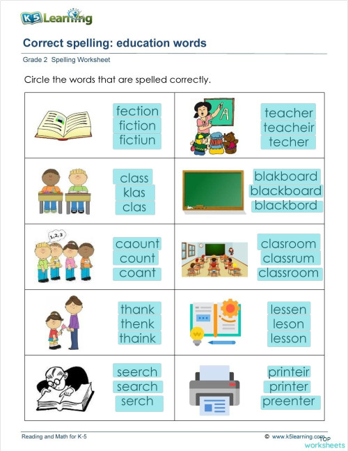 Find the correct spelling. Interactive worksheet | TopWorksheets