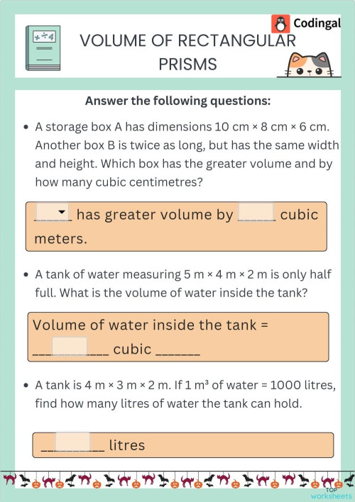 Volume: interactive worksheets and online exercises | TopWorksheets