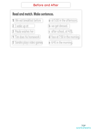 Before and After. Interactive worksheet | TopWorksheets