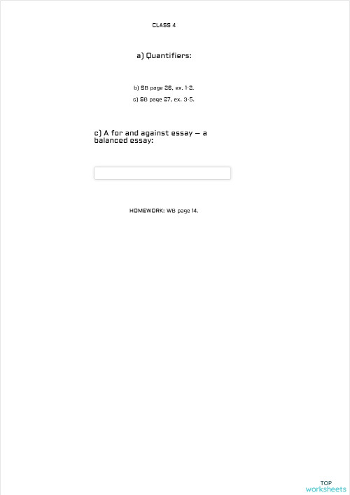 CLASS 4 ACTIVITIES. Interactive worksheet | TopWorksheets