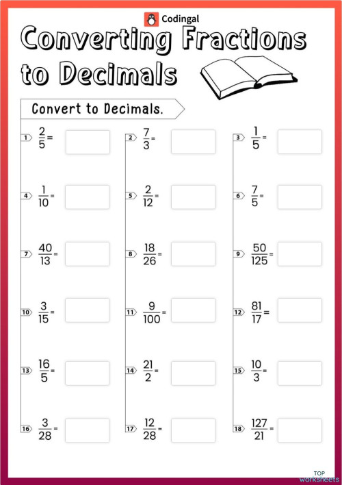M_G06M04L10_WC01_Fractions_to_Decimals_1. Interactive worksheet | TopWorksheets
