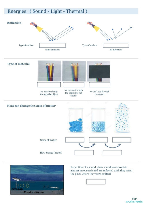 Natural L5. Sound Light Heat III. Interactive worksheet | TopWorksheets