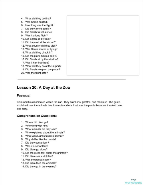 Reading Comprehension A2. Interactive worksheet | TopWorksheets