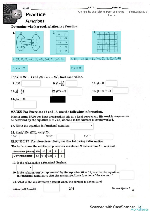 Functions Worksheet. Interactive worksheet | TopWorksheets
