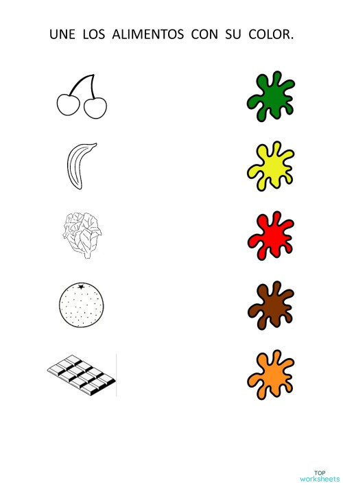 Los alimentos y sus colores. Ficha interactiva | TopWorksheets