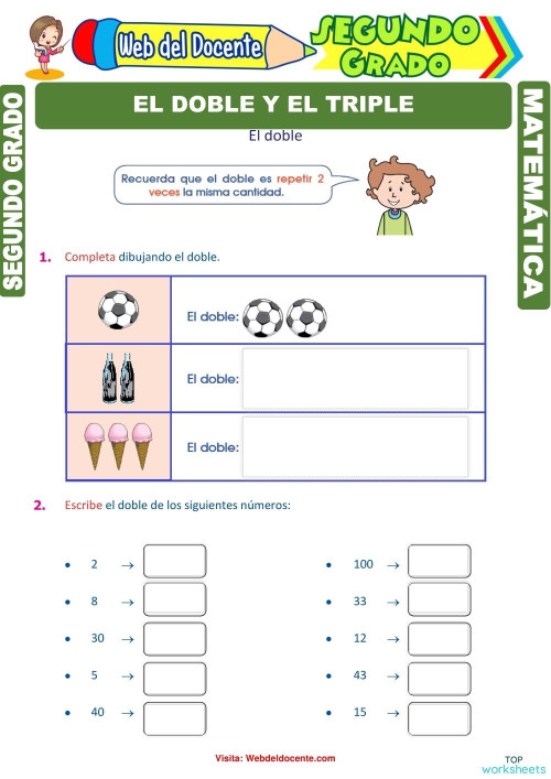 Actividad Online De El Doble Y El Triple Para Tercero Primaria Puedes