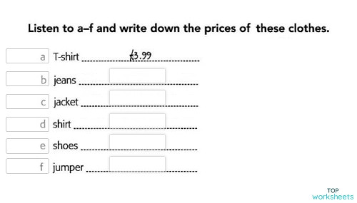 learn to listen clothes 2. Interactive worksheet | TopWorksheets