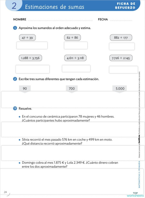 Sumas con canje. Ficha interactiva | TopWorksheets