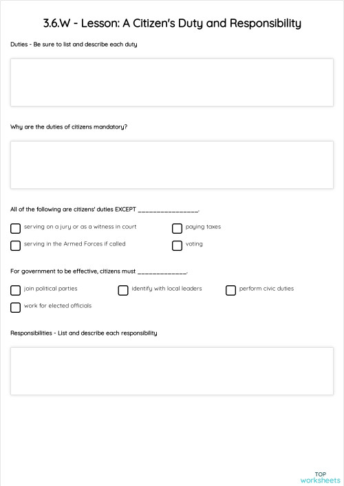 Civics: interactive worksheets and online exercises | TopWorksheets