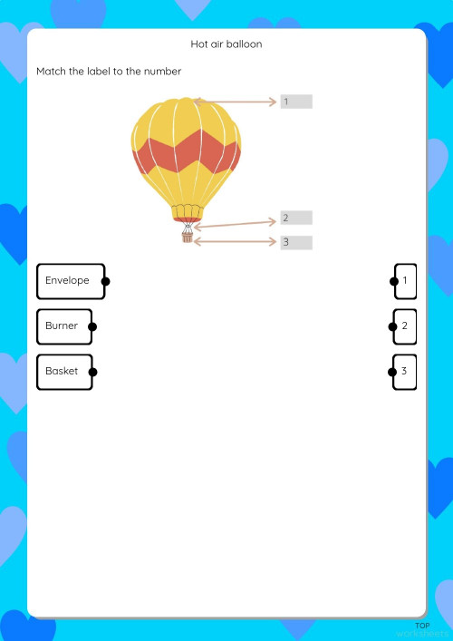 Hot air balloon. Interactive worksheet | TopWorksheets