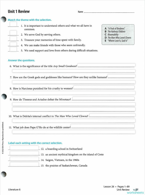 Unit Review: interactive worksheets and online exercises | TopWorksheets