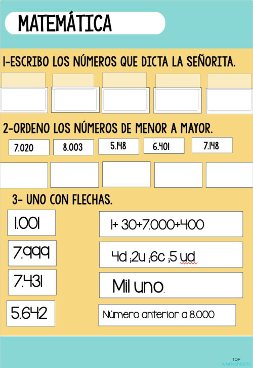 TRABAJAMOS CON LOS NÚMEROS.. Ficha interactiva | TopWorksheets