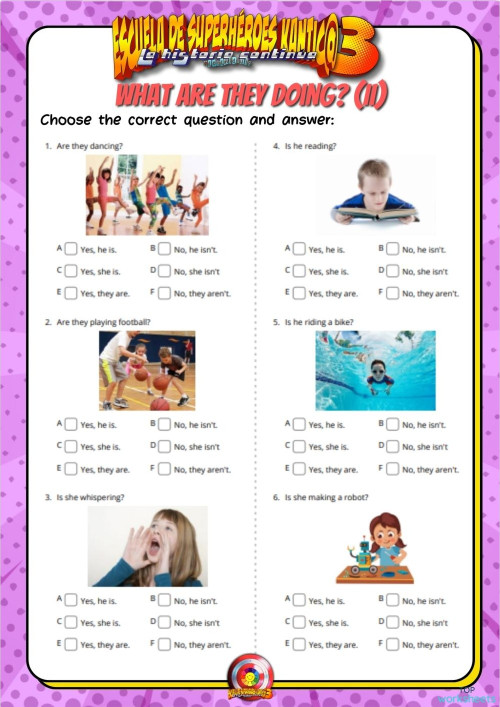 What are they doing ? (II). Interactive worksheet | TopWorksheets