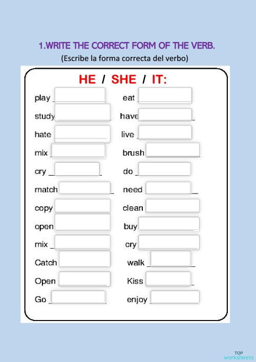 SIMPLE PRESENT. Interactive worksheet | TopWorksheets