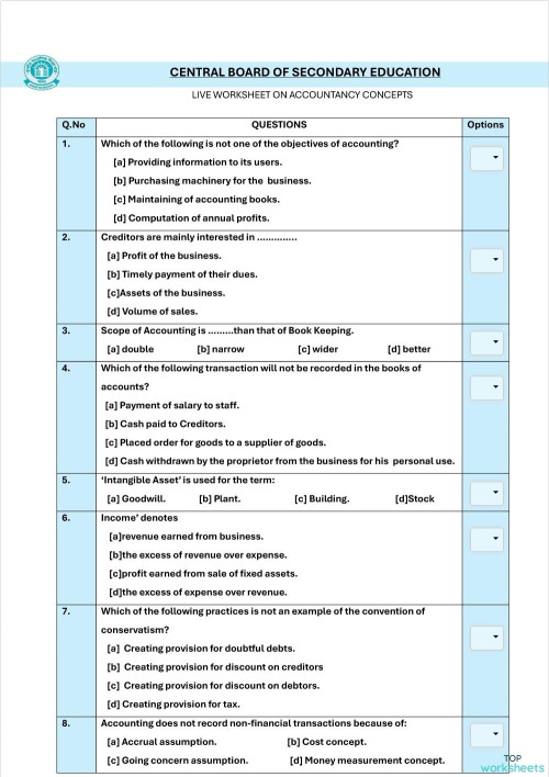 CBSE WORKSHEET DAY 1. Interactive worksheet | TopWorksheets