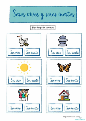 Seres vivos y seres inertes . Ficha interactiva | TopWorksheets