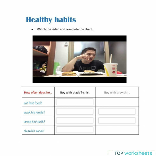 Healthy habits. Interactive worksheet | TopWorksheets
