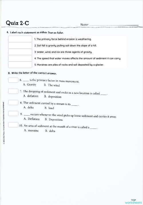 Science Chapter 2: Quiz 2-C. Interactive worksheet | TopWorksheets