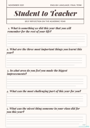 Self-Reflection. Interactive worksheet | TopWorksheets