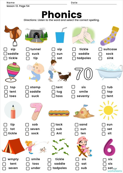 Phonics lesson 13. Interactive worksheet | TopWorksheets