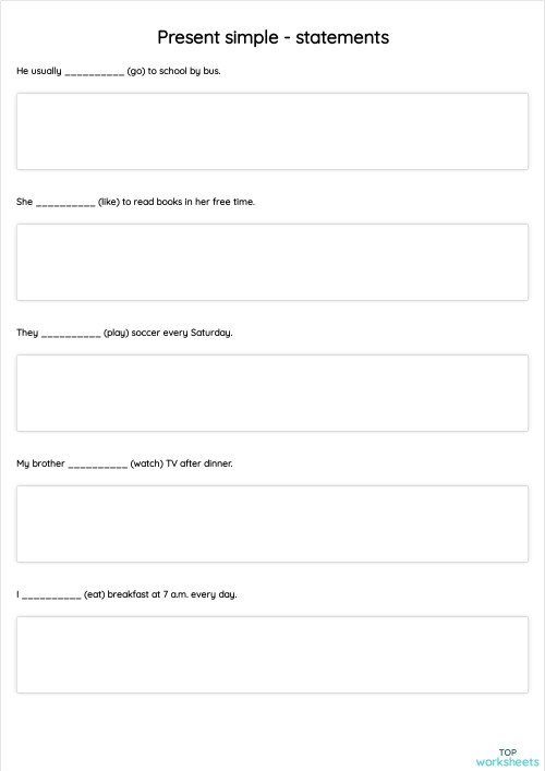 Present simple - statements. Interactive worksheet | TopWorksheets