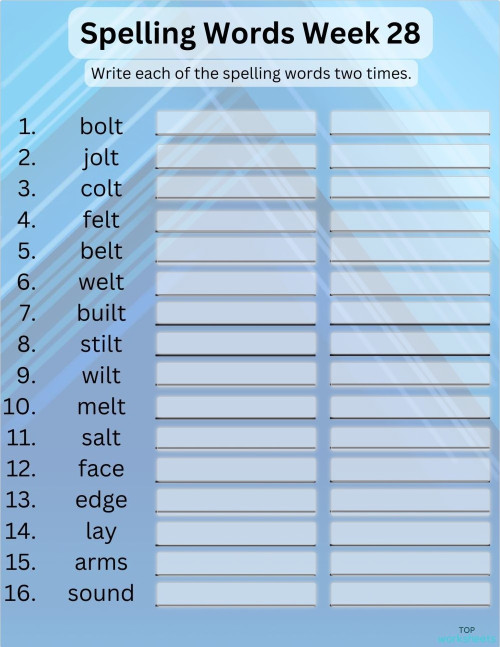 Spelling Words 28.1. Interactive worksheet | TopWorksheets