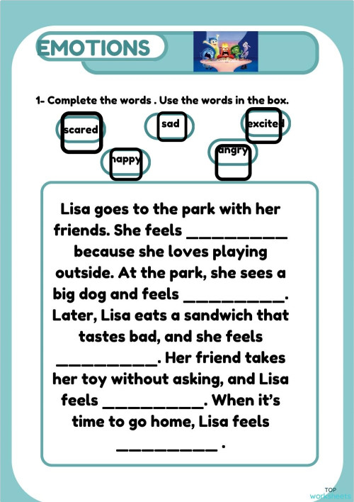 Lisa's Emotions. Interactive worksheet | TopWorksheets