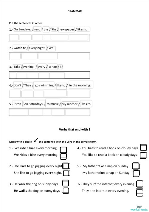 Grammar Activities. Interactive worksheet | TopWorksheets
