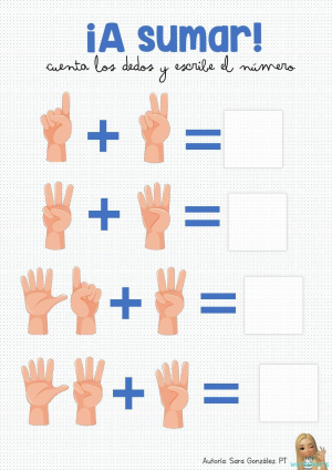 Sumas con los dedos. Ficha interactiva | TopWorksheets