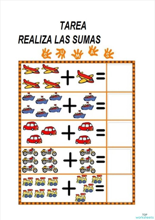Sumas: fichas interactivas y ejercicios online | TopWorksheets