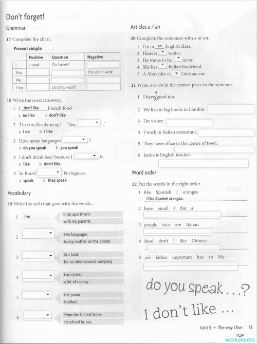 Interactive worksheets and online exercises in english | TopWorksheets
