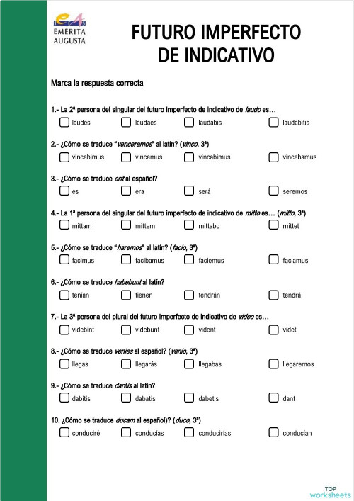 Latín: fichas interactivas y ejercicios online | TopWorksheets
