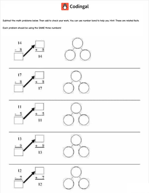 M_G02M07L34_WC01_Verifying Subtraction Using Addition. Interactive worksheet | TopWorksheets
