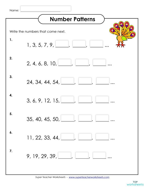 Basic Number Patterns. Interactive worksheet | TopWorksheets