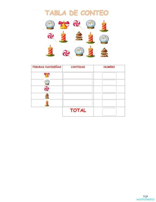 Tabla de conteo. Ficha interactiva | TopWorksheets