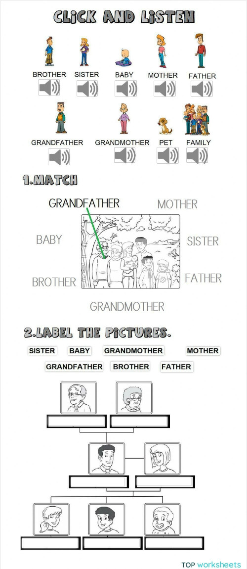 English 1 - Unit 3 - Family. Interactive worksheet | TopWorksheets