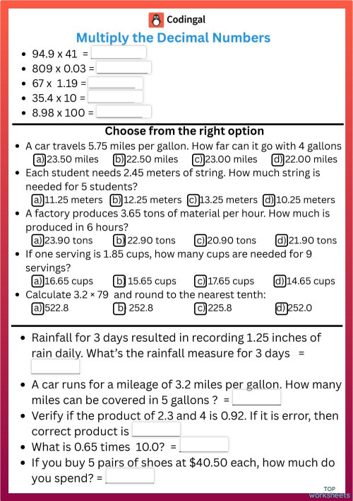 M_G05M08L19_WE01_Multiplying_Decimals_by_Whole_Numbers_5. Interactive worksheet | TopWorksheets