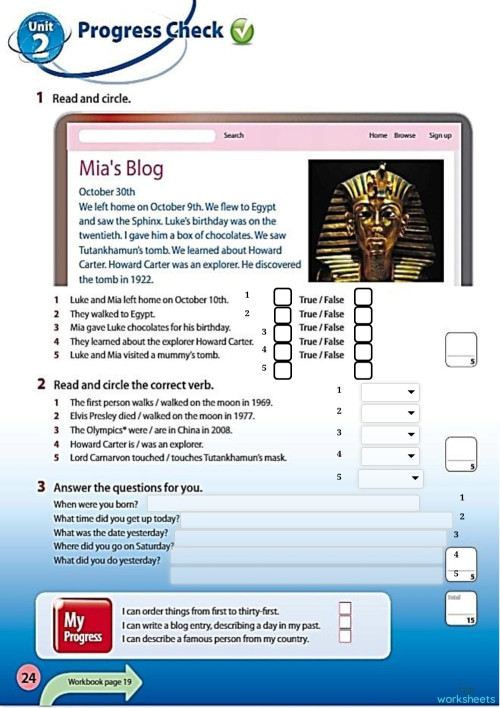Progress Check NM 5 UNIT 2.. Interactive worksheet | TopWorksheets