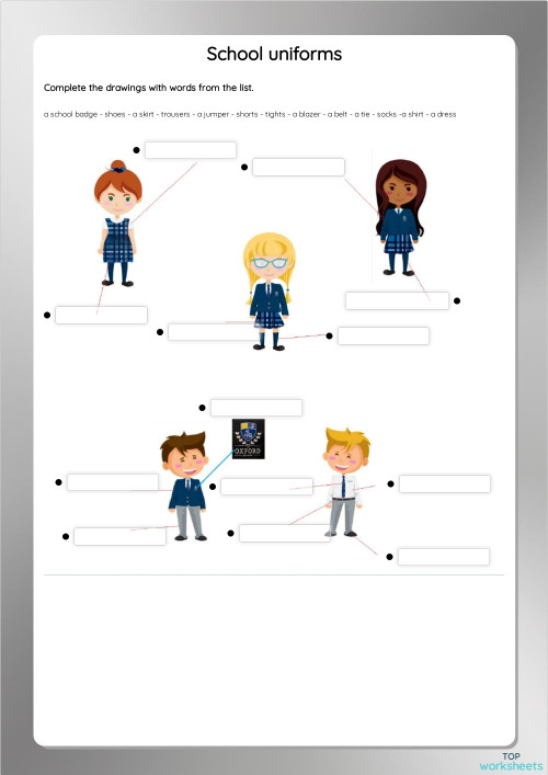 School uniforms. Interactive worksheet | TopWorksheets