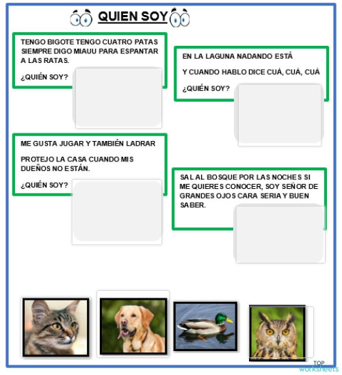 QUE ANIMAL SOY. Ficha interactiva | TopWorksheets