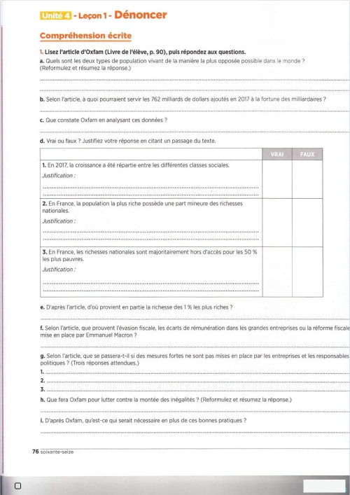 unité 4 (cahier ) (1). Fiche interactive | TopWorksheets