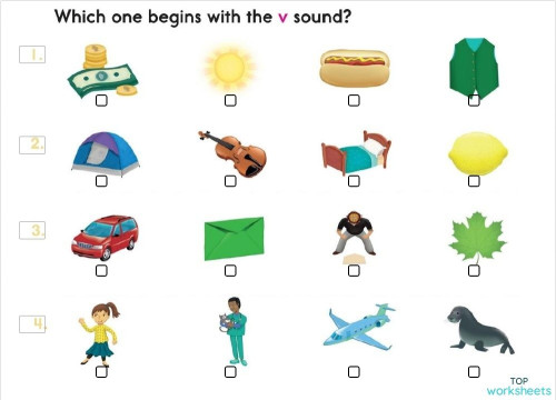 phonics letter V. Interactive worksheet | TopWorksheets