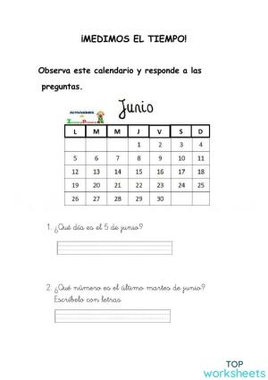 ¡Medimos el tiempo!. Ficha interactiva | TopWorksheets