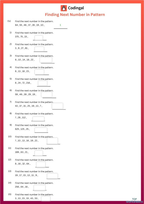 M_G04M19L60_WA01_recogining_number_patterns_nextNumber. Interactive worksheet | TopWorksheets