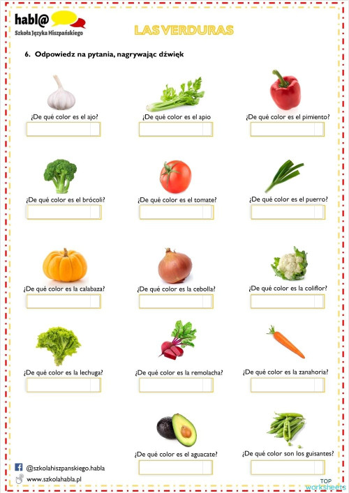 6 - (5) LAS VERDURAS. Ficha interactiva | TopWorksheets