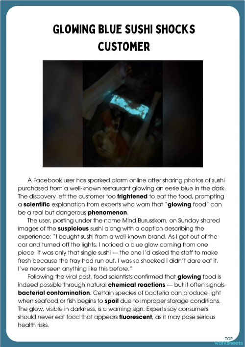 Glowing Sushi (Norm). Interactive worksheet | TopWorksheets