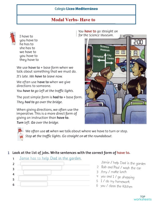 Modal verbs-have to. Interactive worksheet | TopWorksheets