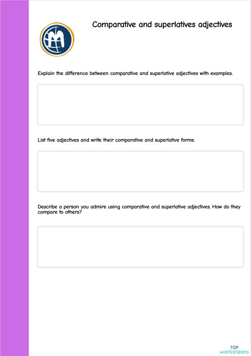 Comparative and superlatives adjectives. Ficha interactiva | TopWorksheets