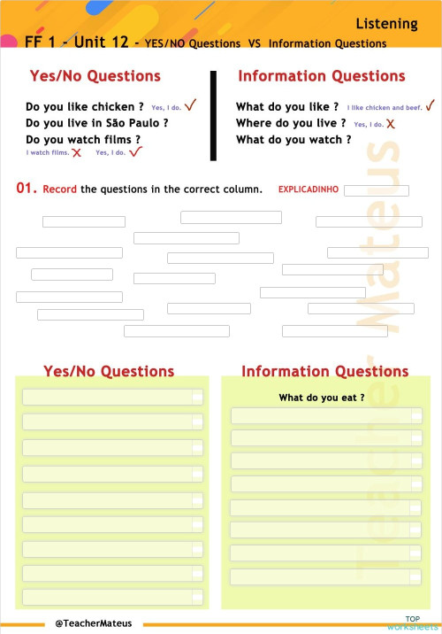 Present Simple - YES NO Questions VS Information Questions - Listening ...