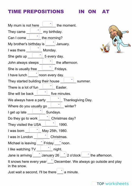 in on at. Interactive worksheet | TopWorksheets